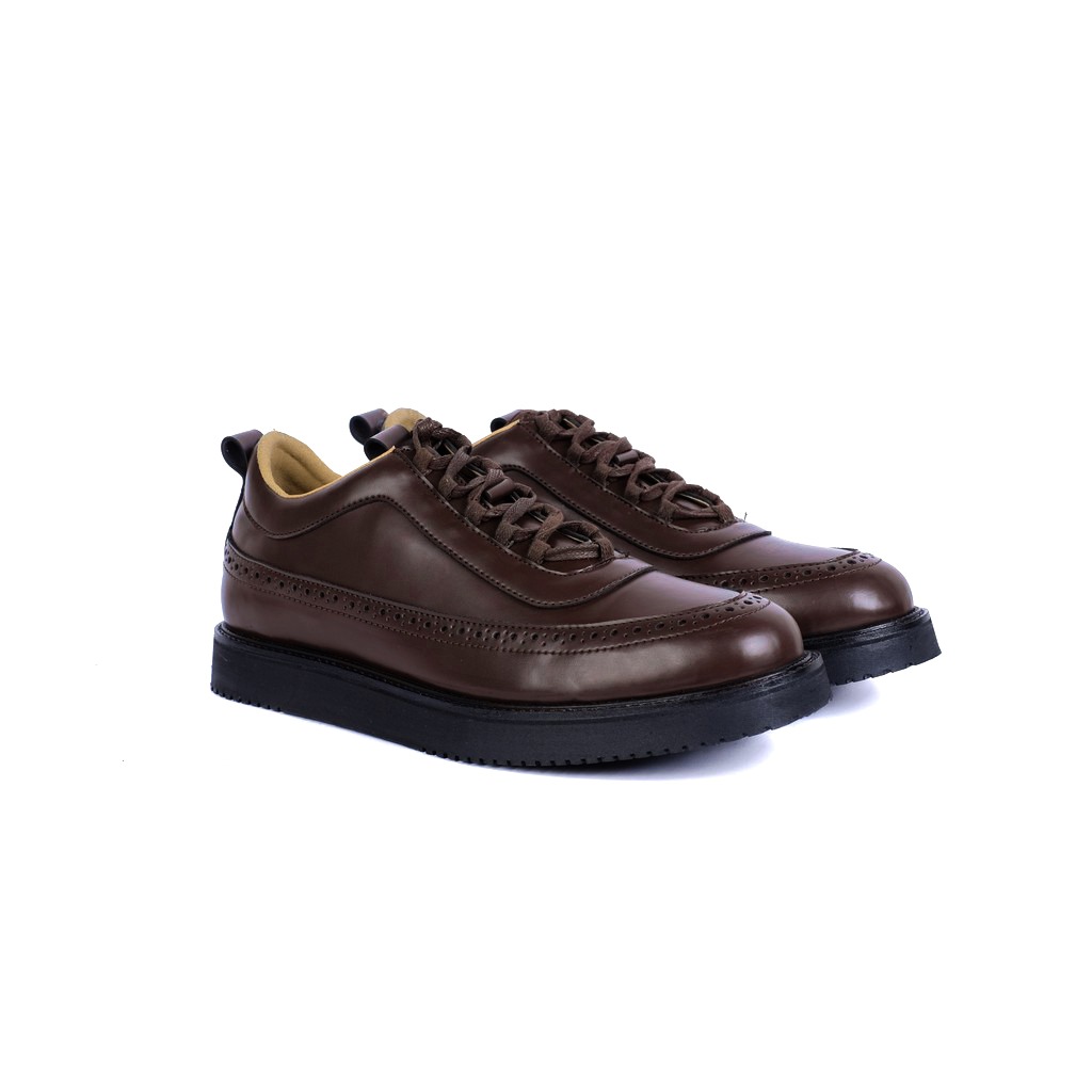 SEPATU KERJA FORMAL PEJUANG CUAN - Sneakers Wing Brogue Dark Brown ...