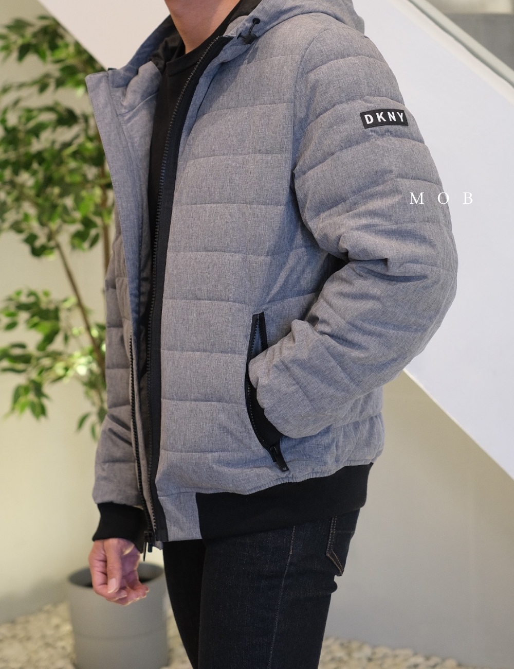 MOB - DKNYJ02001B Hoodie Bomber Jacket Heather Grey
