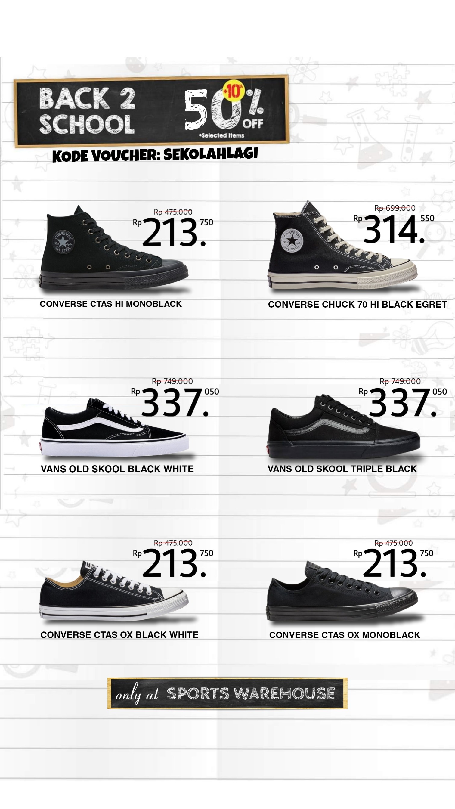 SPORT WAREHOUSE - KOLEKSI BACK TO SCHOOL CONVERSE DAN VANS