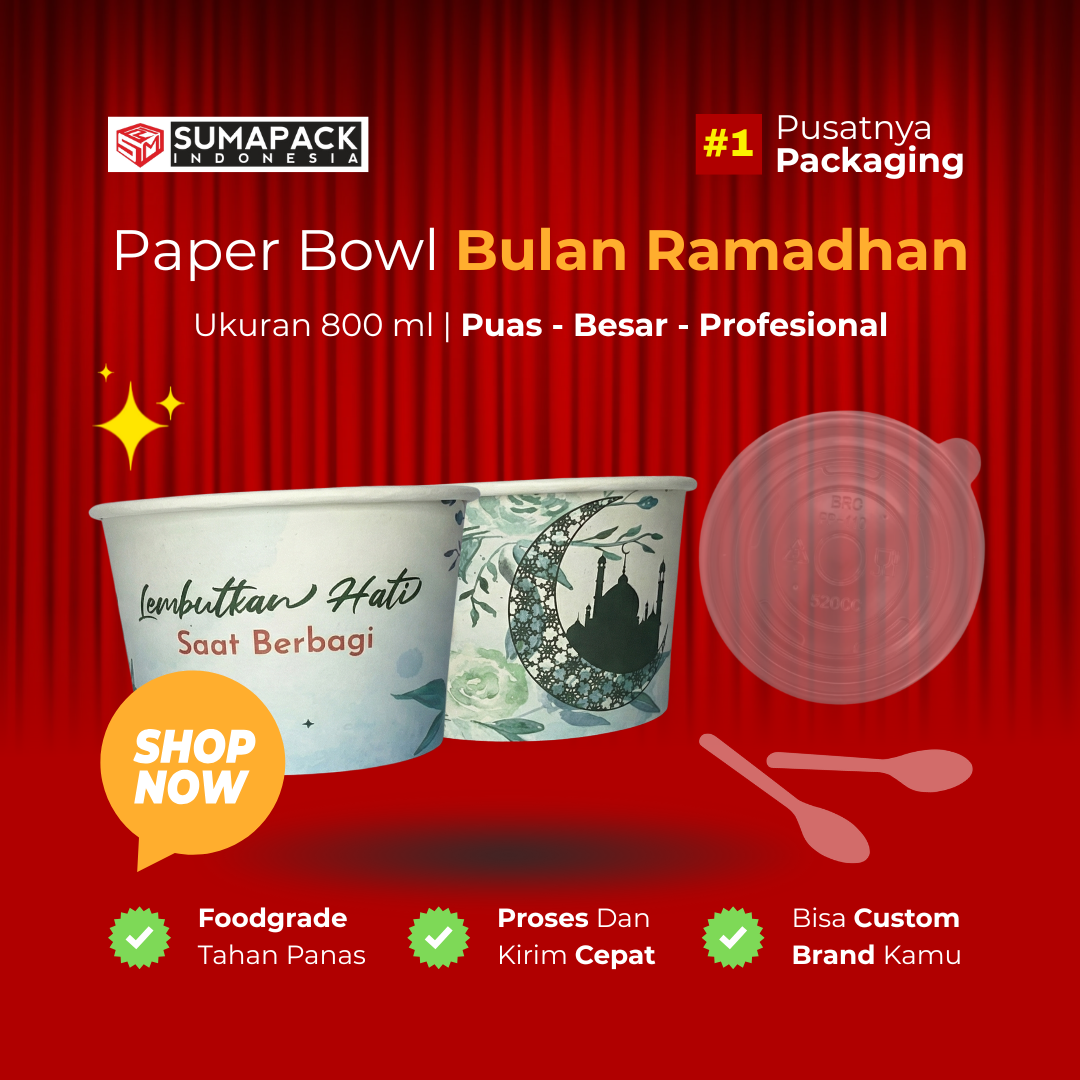Sumapack Official Webstore - Paper Bowl Bowl 800ml Motif Bulan Satuan