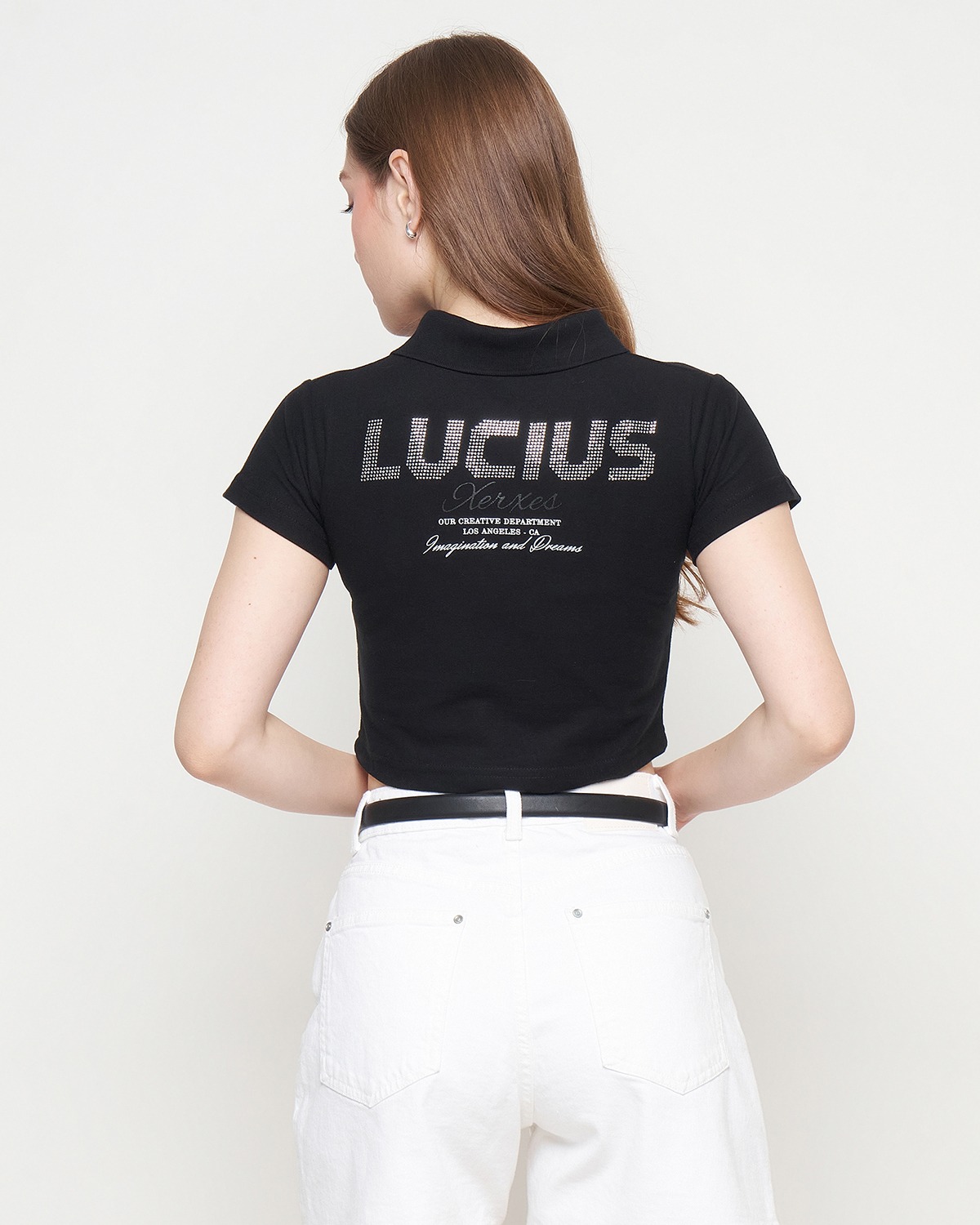 Lucius - LUCIUS CROP TOP CRYSTAL - BLACK