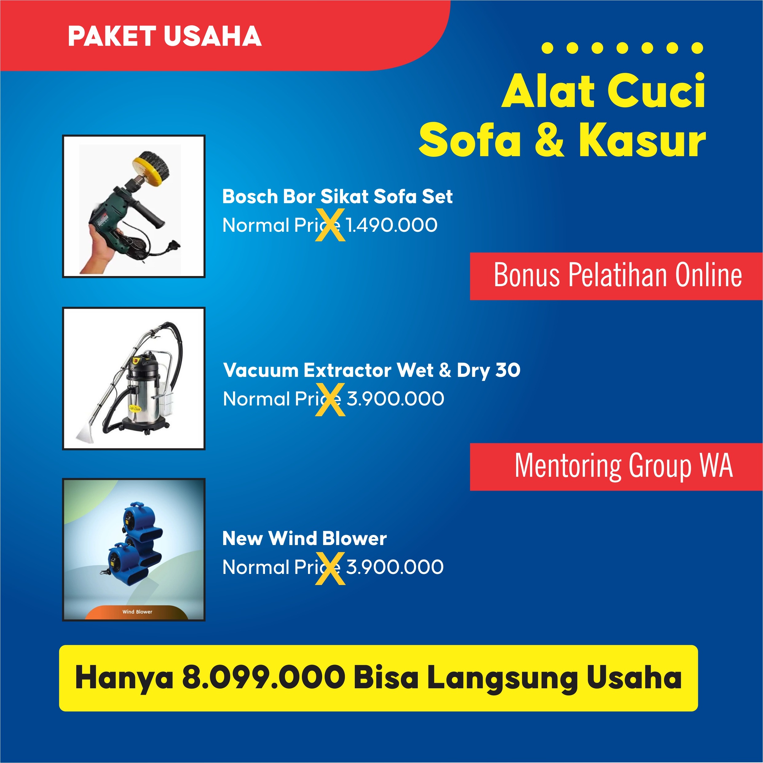 Jasa & Produk Klining Servis - Paket Usaha Cuci Sofa & Kasur