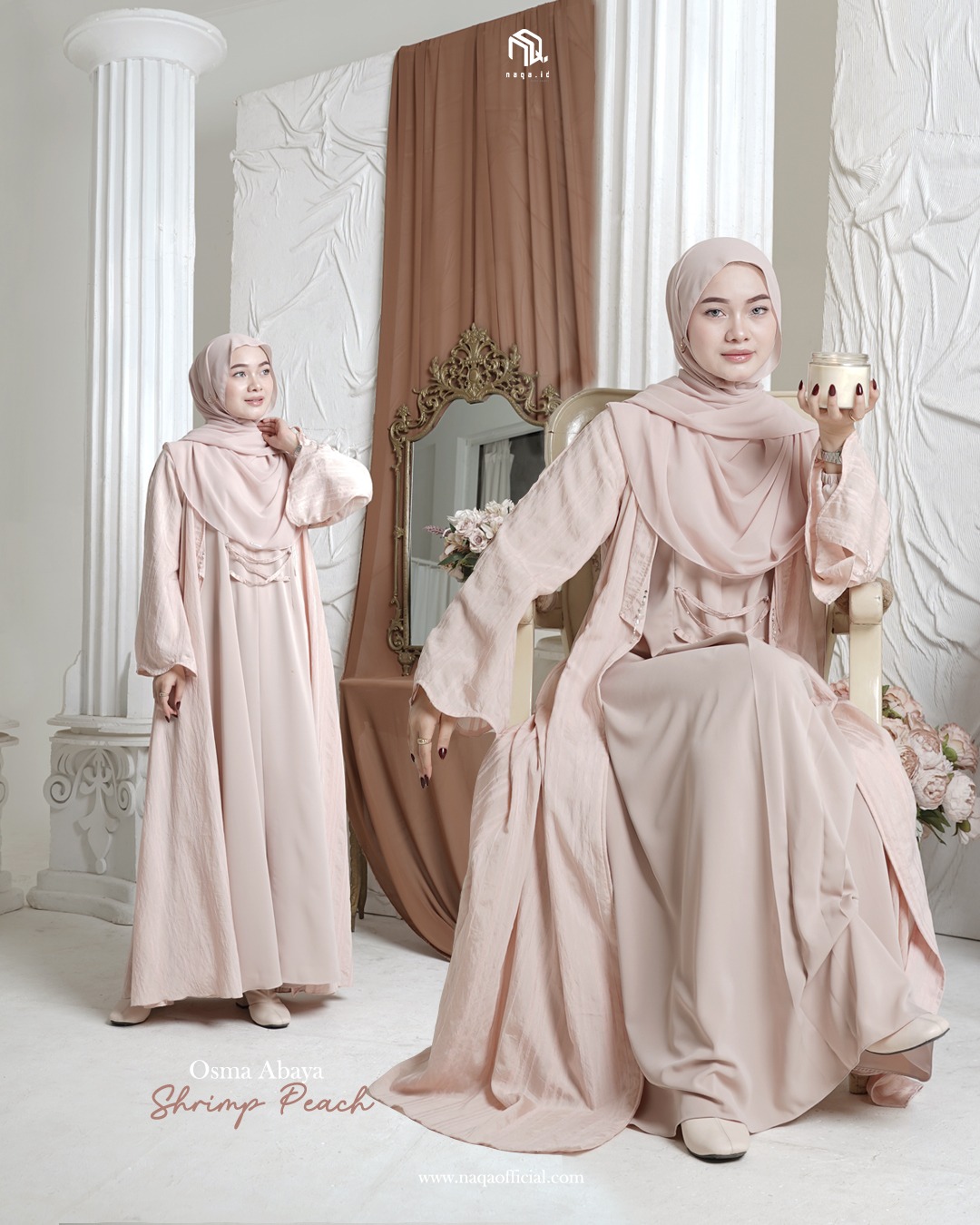 (READY STOCK) OSMA ABAYA - SHRIMP PEACH BY NAQA.ID - NAQA
