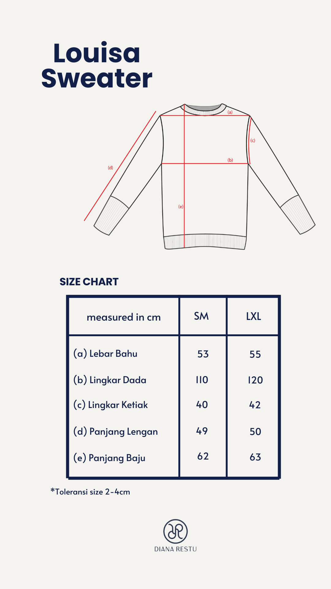 Size Chart Knitwear - Dianarestu