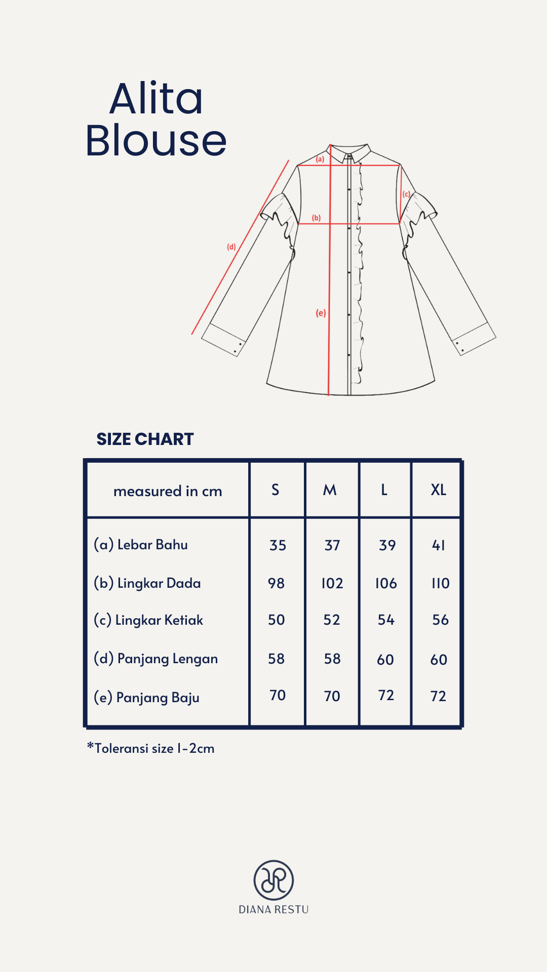 Size Chart Top - Dianarestu