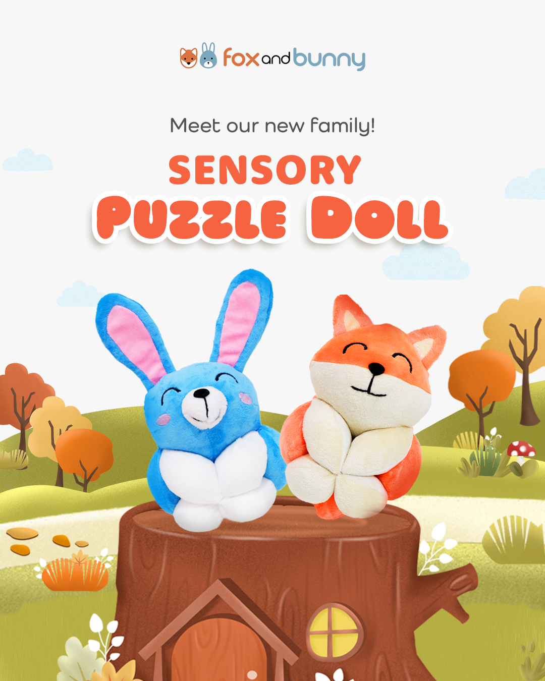 foxandbunny | Mainan Aktivitas Anak - Fox and Bunny | Sensory Puzzle Doll | Mainan Edukasi Anak