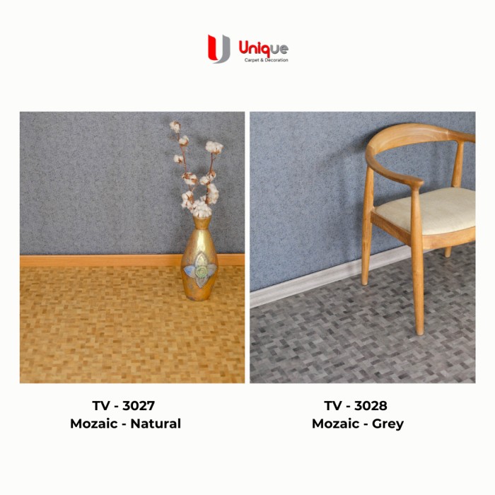 UNIQUE CARPET & DECORATION - Lantai Vinyl Tile Taco Motif Mozaic Tebal 3mm