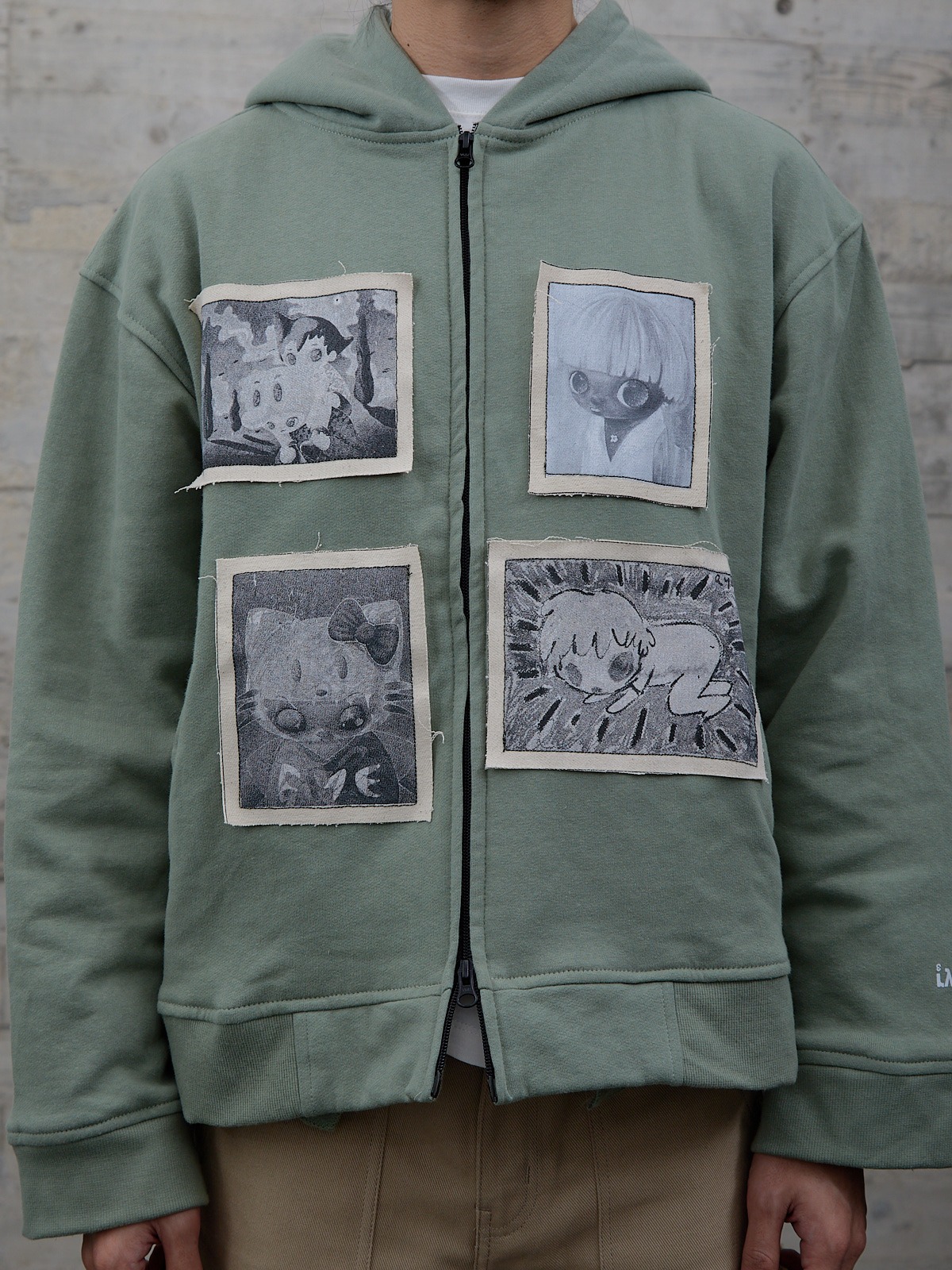 Hotel Official - Patch Zip Up Hoodie in Mint Green