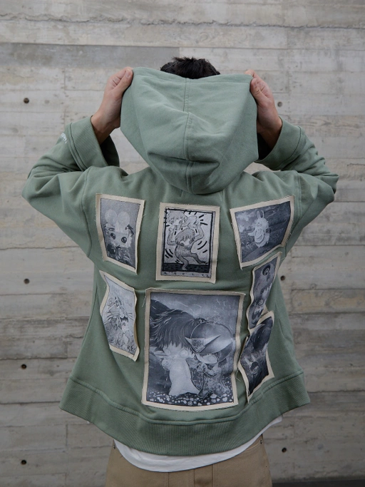 Patch Zip Up Hoodie in Mint Green - Hotel Official