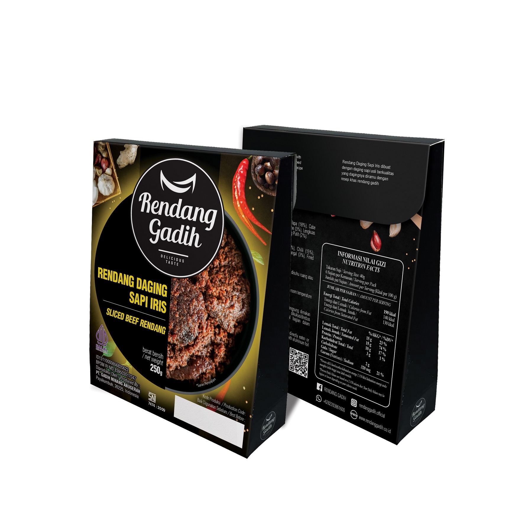 RENDANG GADIH Rendang Daging Sapi Iris 250 Gram 