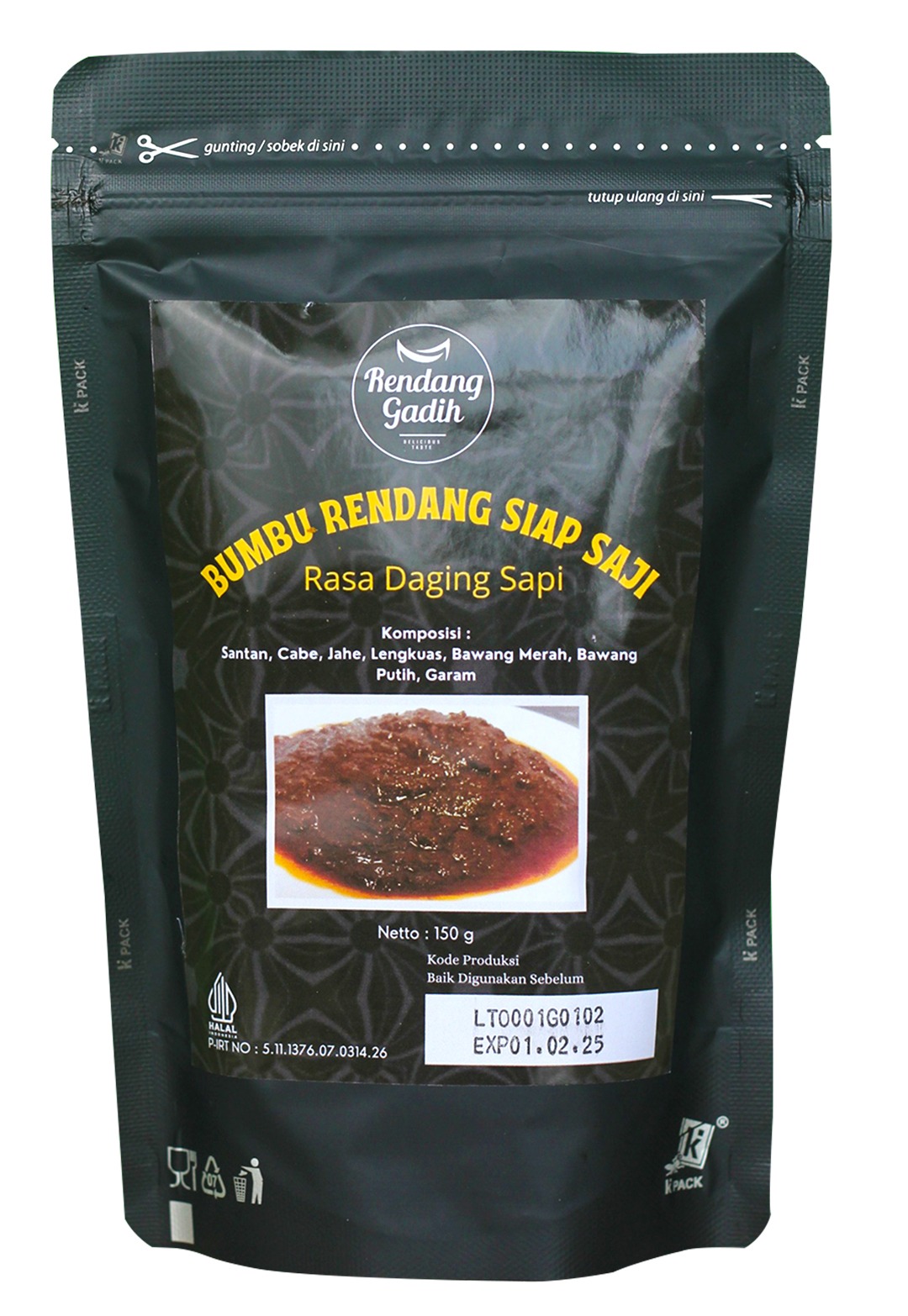 RENDANG GADIH - Bumbu Rendang Siap Saji - 150 g