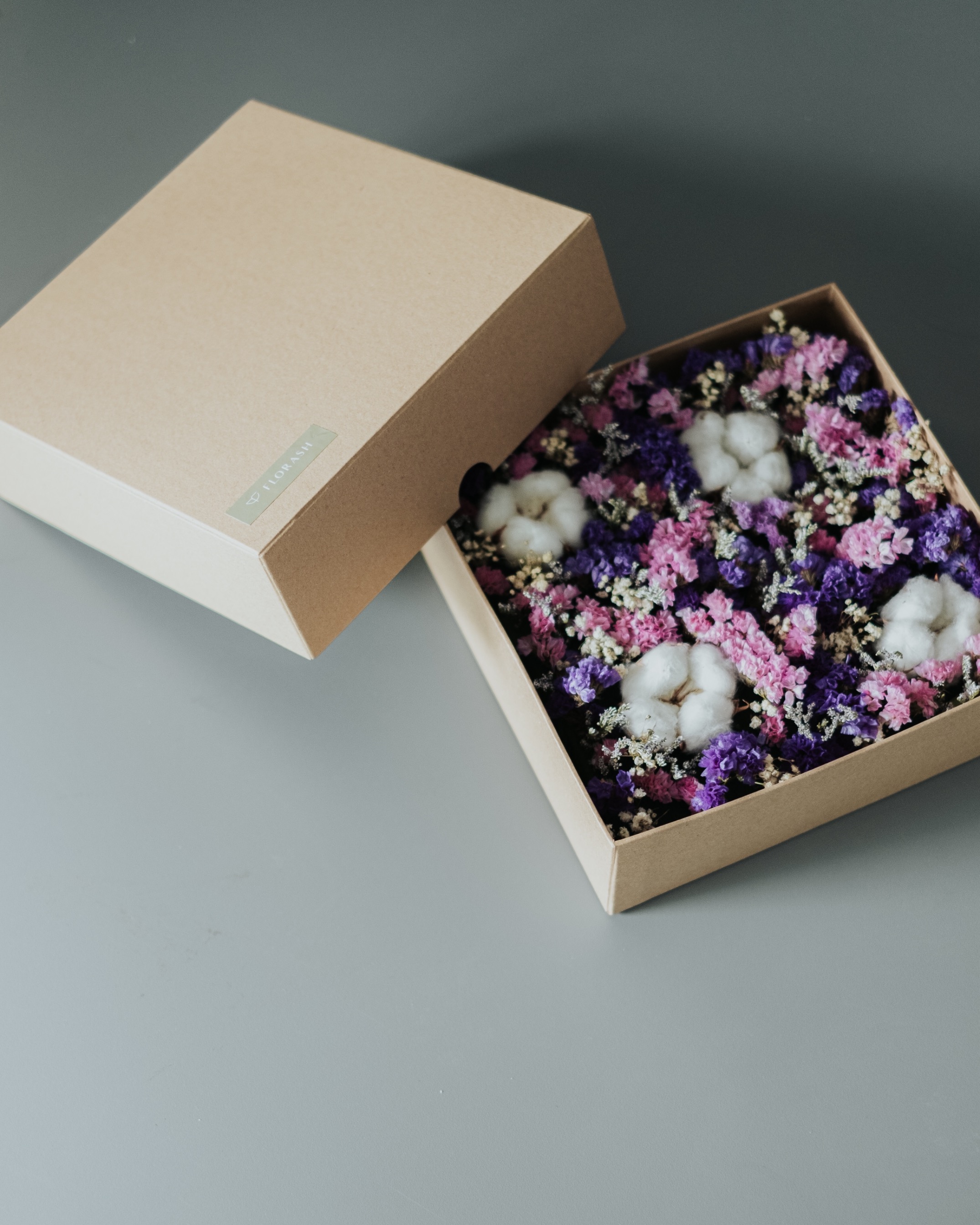 Florash - Florist Bandung - Same Day Delivery - Cotton Violet Box Small