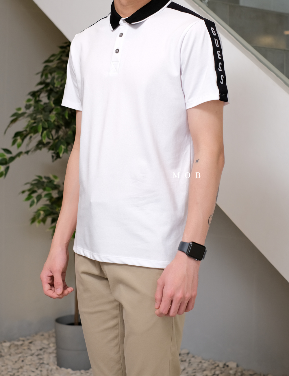 GSSPS01002D Pique Logo Tape Polo White - MOB