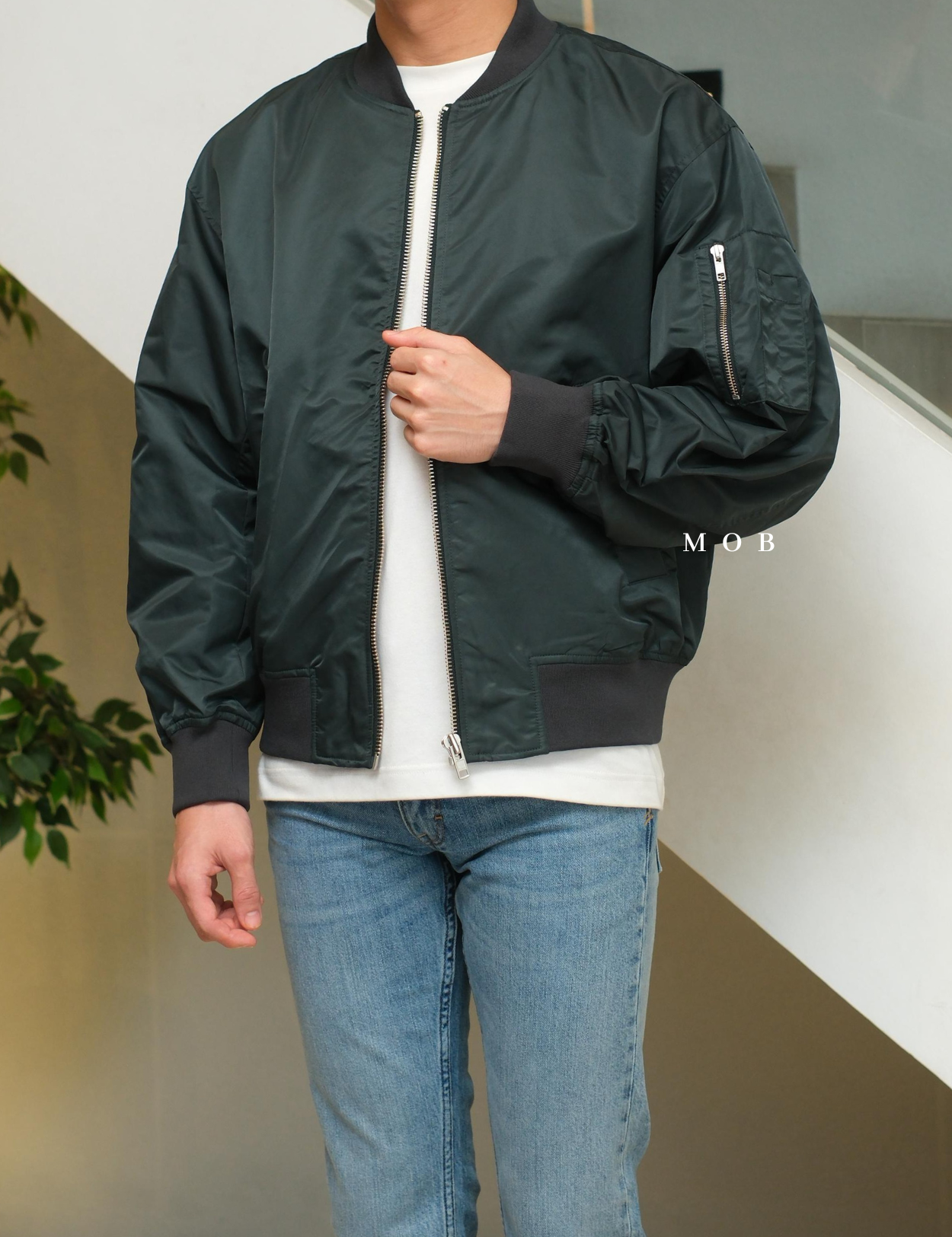 MOB - TOPJ03002A2 BOMBER Jacket Dark Green