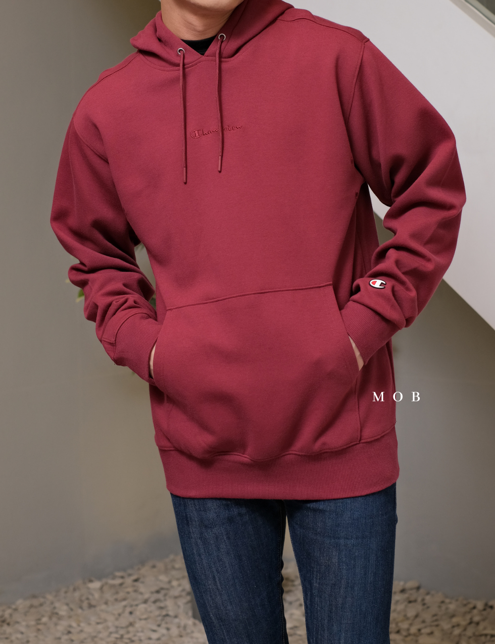 MOB - CHMPHOD1706D Tech Weave Flex Hoodie Light Maroon