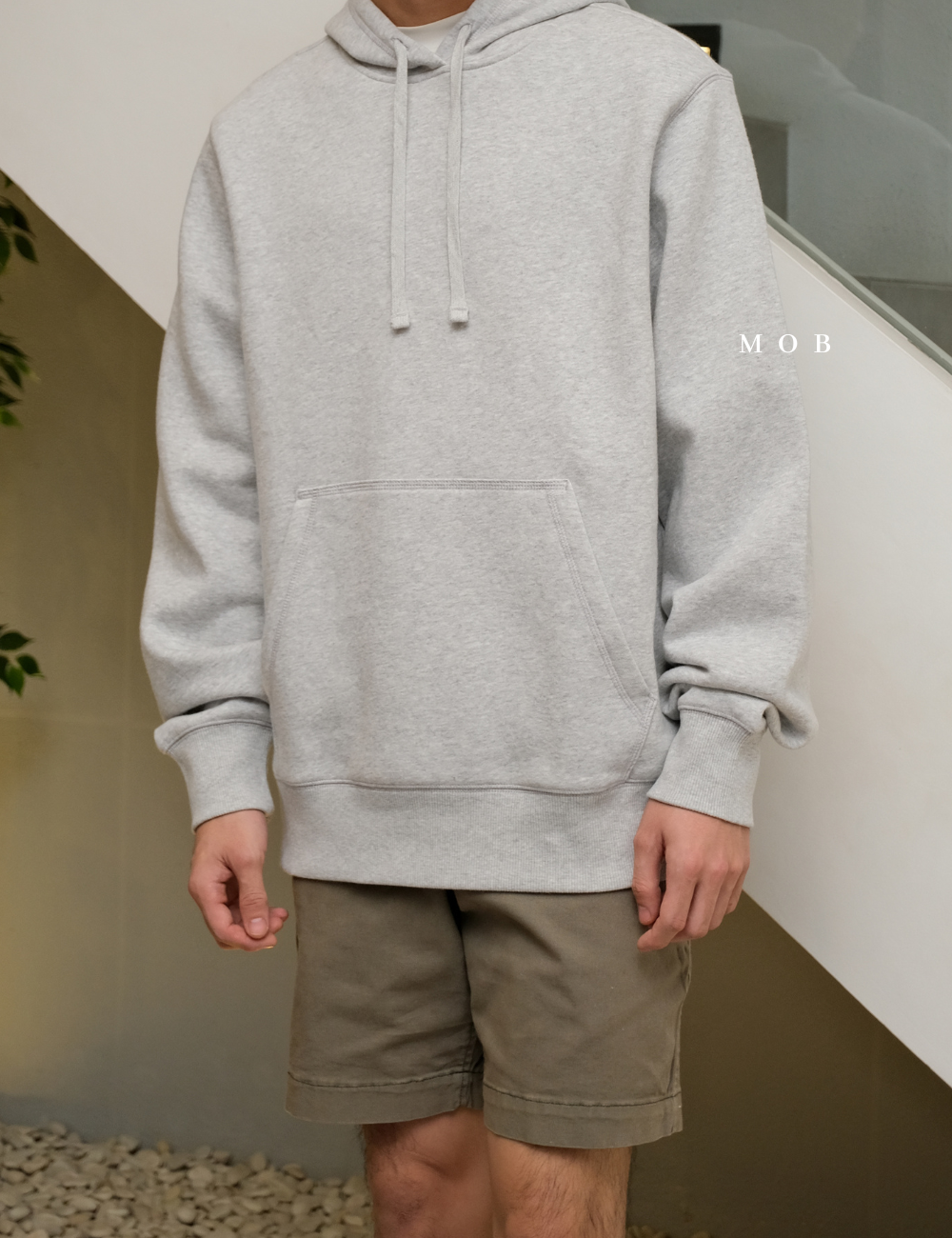 MOB - STHOD03004 Pullover Hooded Basic Light Grey