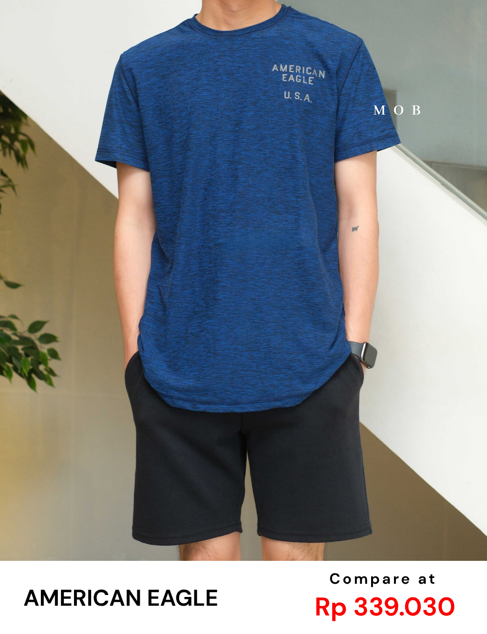 MOB - AESST06002 Active Flex USA Logo SS Tee Dark Blue