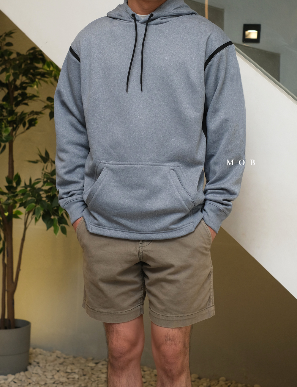 MOB - STHOD04001 Tech Fleece Colorblock Hoodie Blue Grey Black