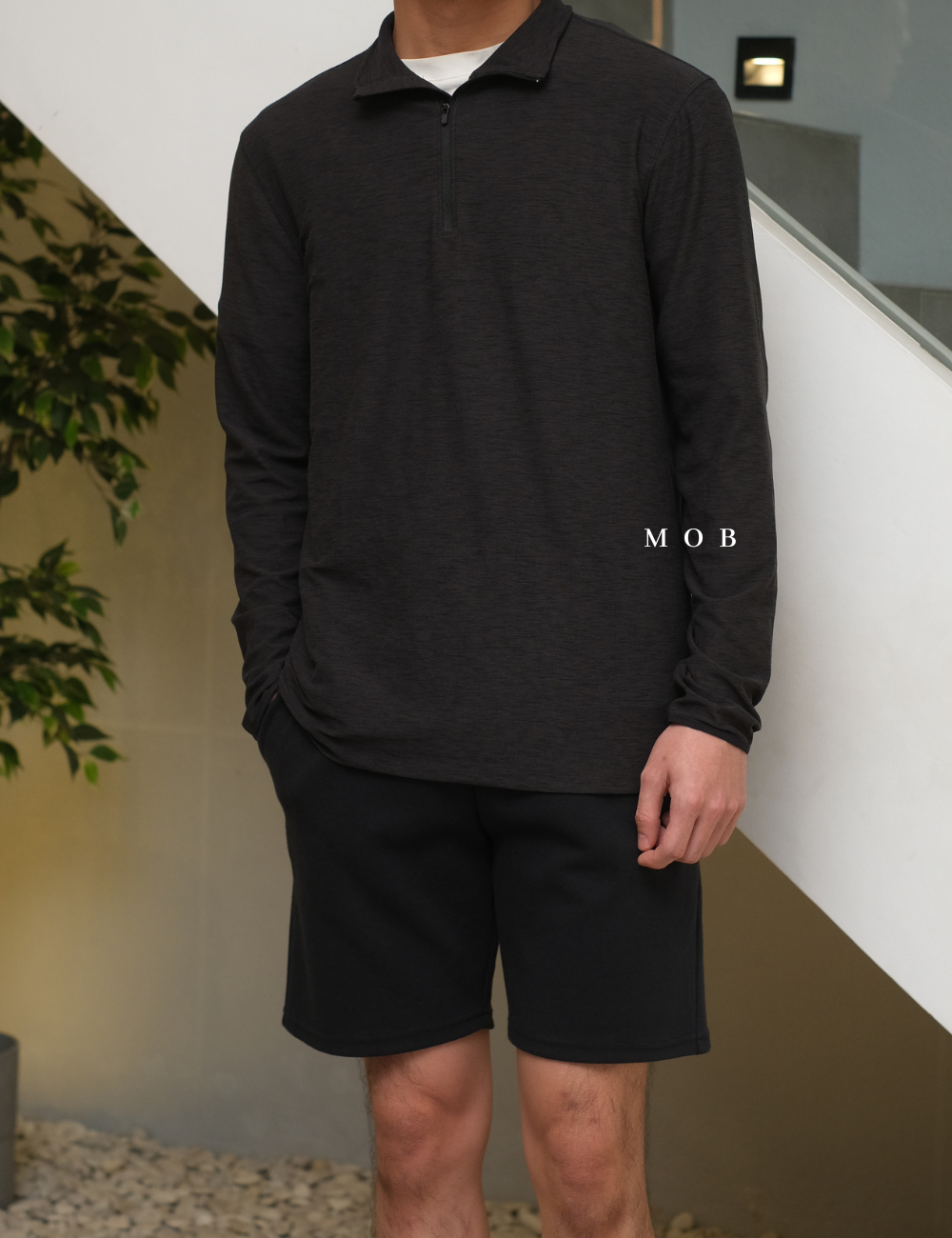 MOB - GPJ2101 GapFit All Day Quarter-Zip Shirt Jacket Dark Grey