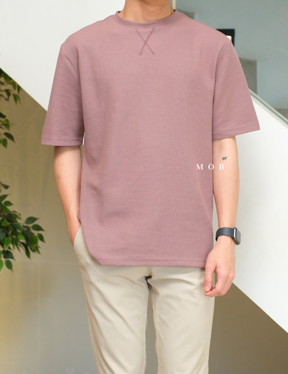 MOB - SPLSST01001 Basic Textured SS Tee Mauve