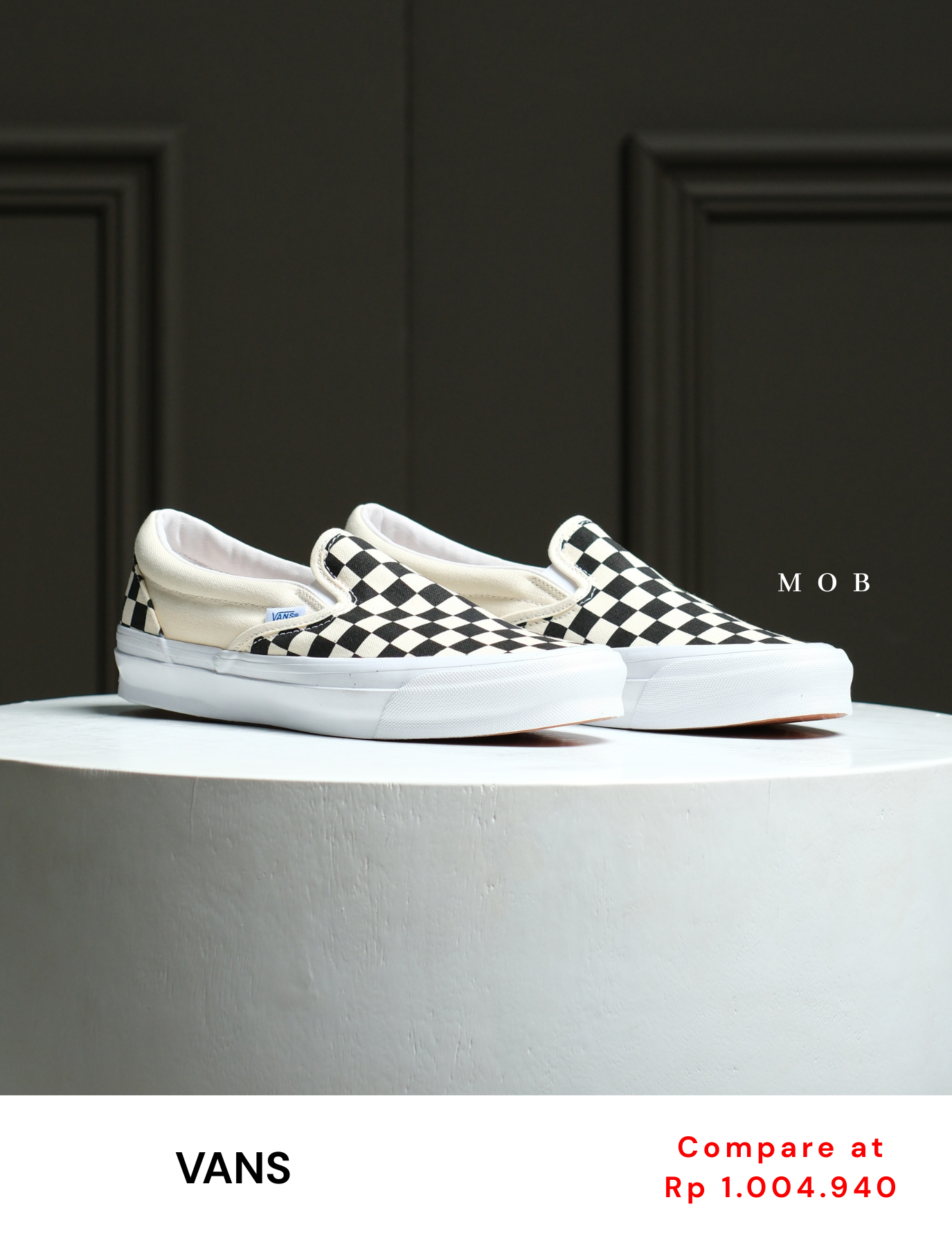 MOB - VNSSH01020 Classic Slip-On Checkerboard Shoes Black Off White