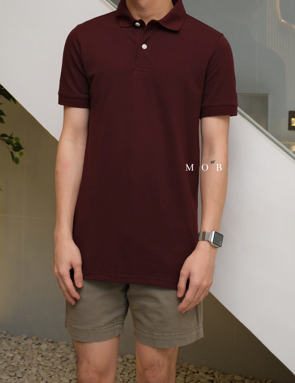 MOB - GFPS08005 Basic Loring Pique Polo Shirt Maroon (SLIM)