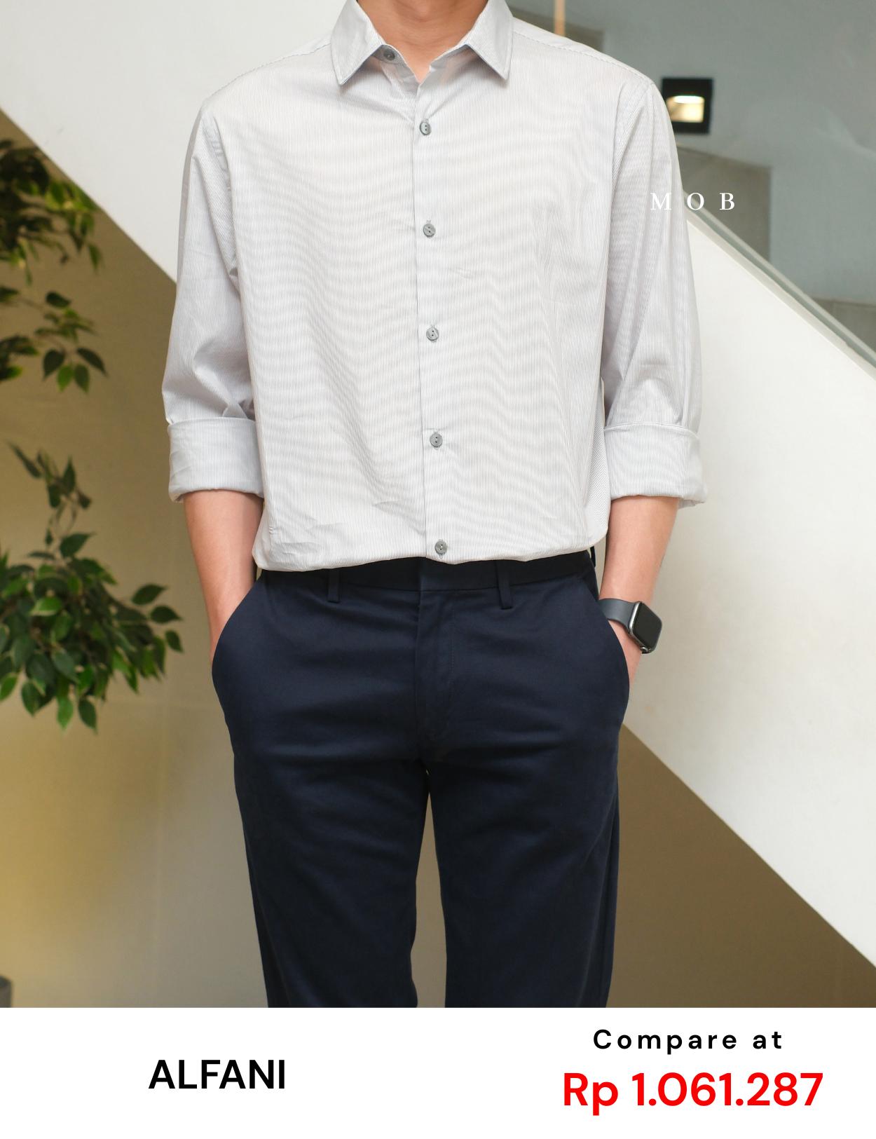AFLSS01001B Regular Stripe LS Shirt White - MOB