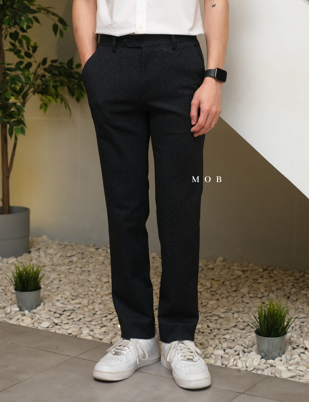MOB - MSTPT01005 NON-IRON Regular Slim Straight Pants Navy Misty