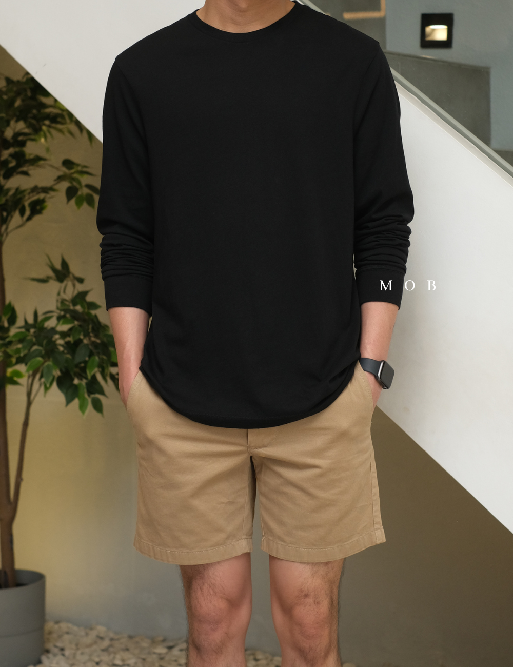 MOB - JCLST01003 Basic LS Tee Black (L ONLY)