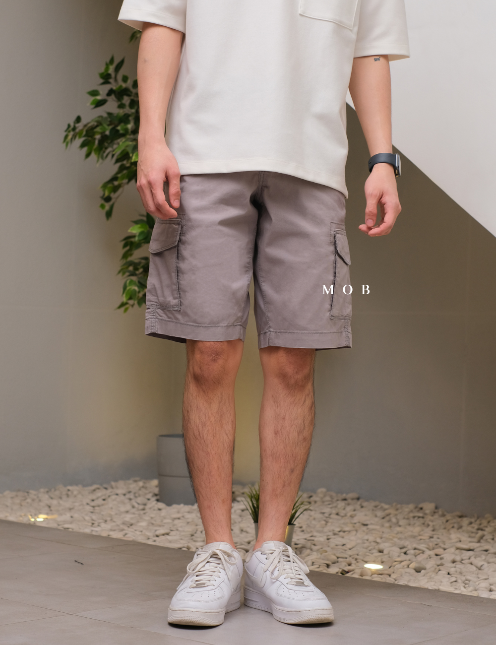 MOB - SNMSR03001 Flexwear Stretch Cargo Shorts Frost Grey