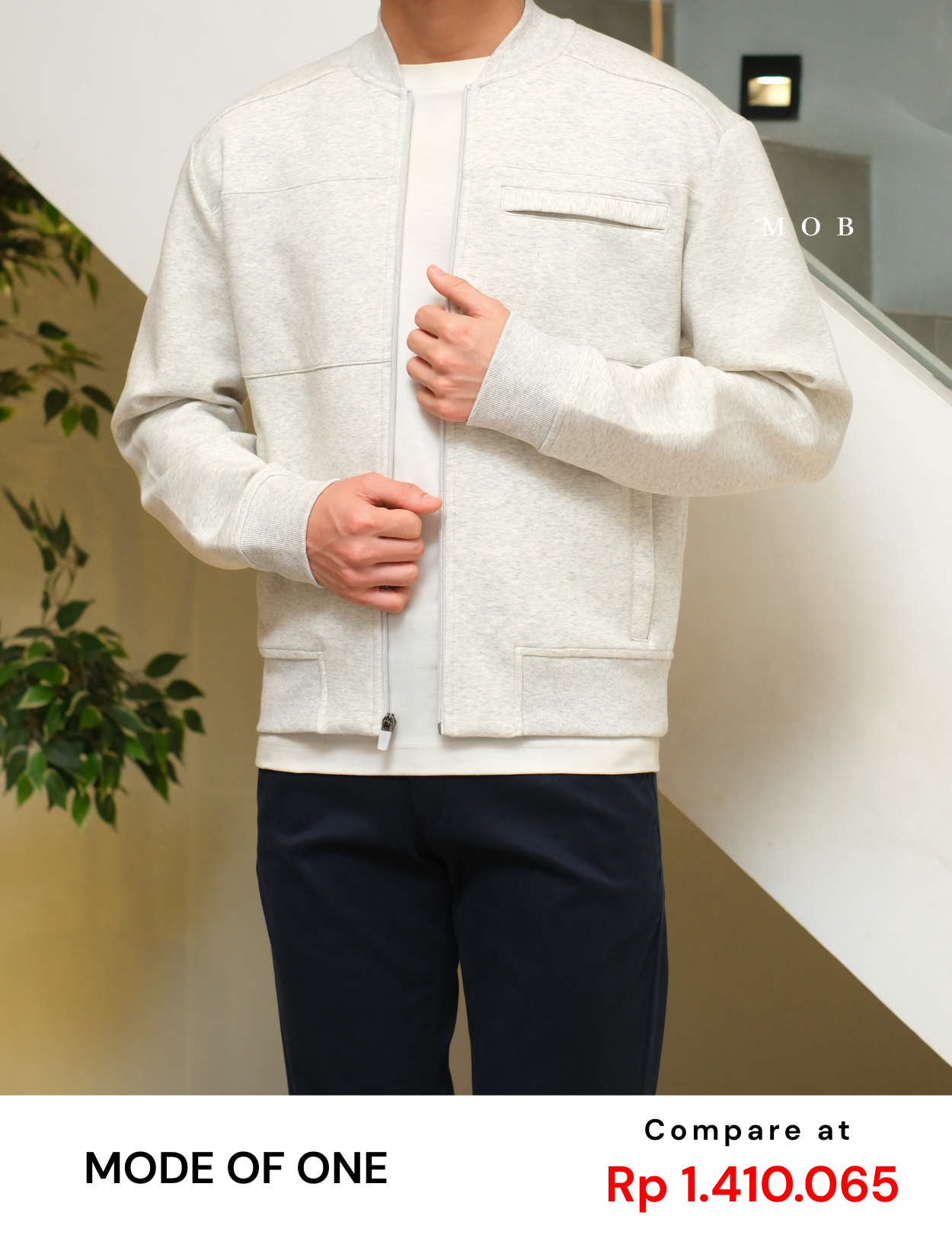 MOB - MODJ01006 Modern Pocket Bomber Jacket Light Grey