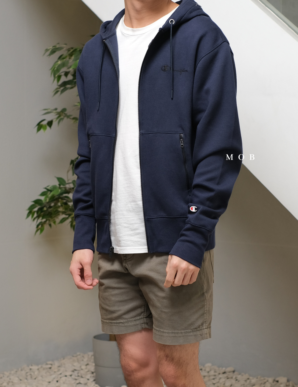 MOB - CHMPHOD1709B Tech Weave Full Zip Hoodie Navy