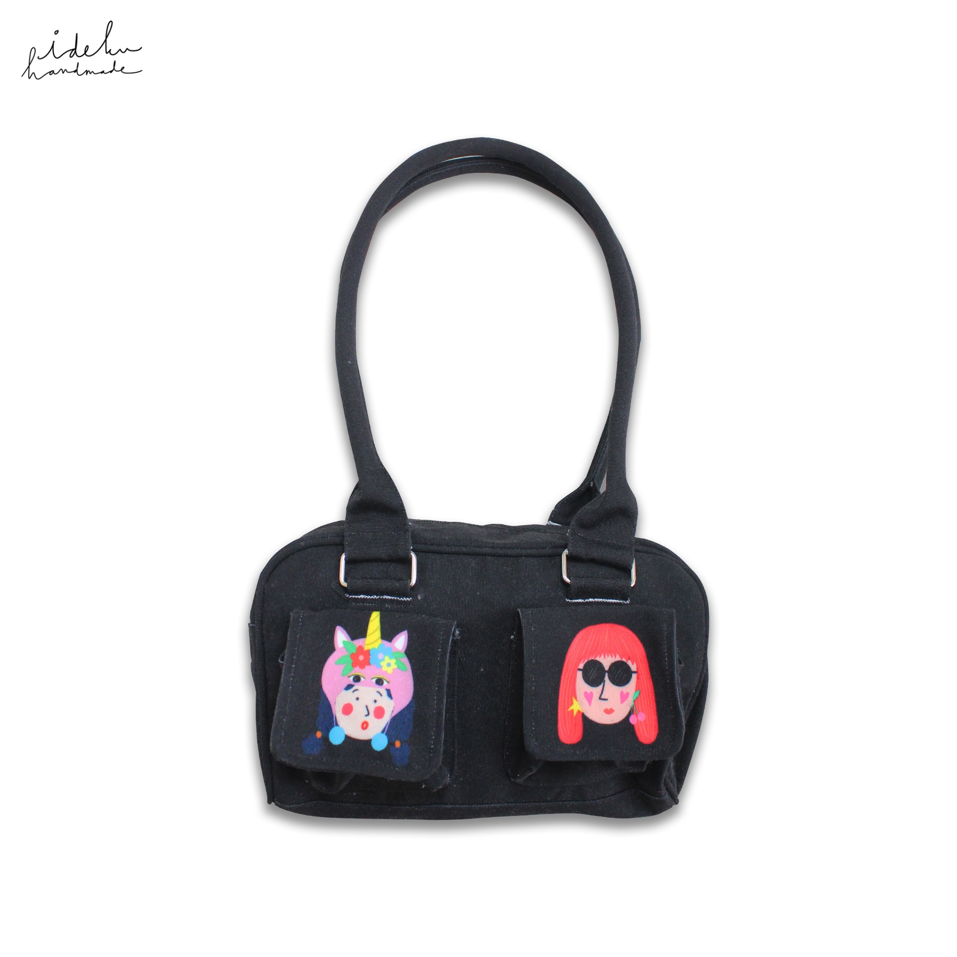 IDEKU HANDMADE - Black Faces Lala Bag
