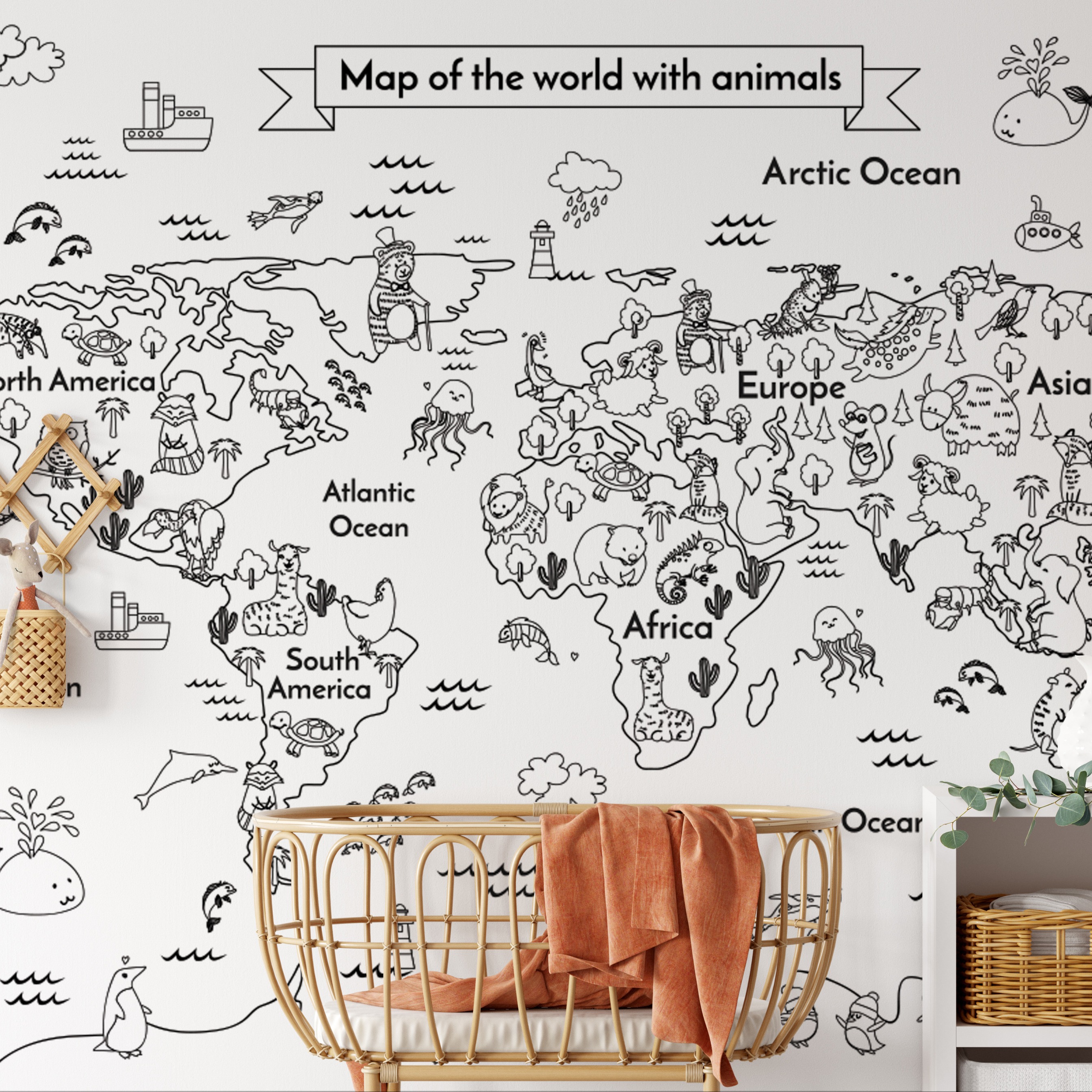 Kaja Walls Official Website - Animal World Map Wallpaper